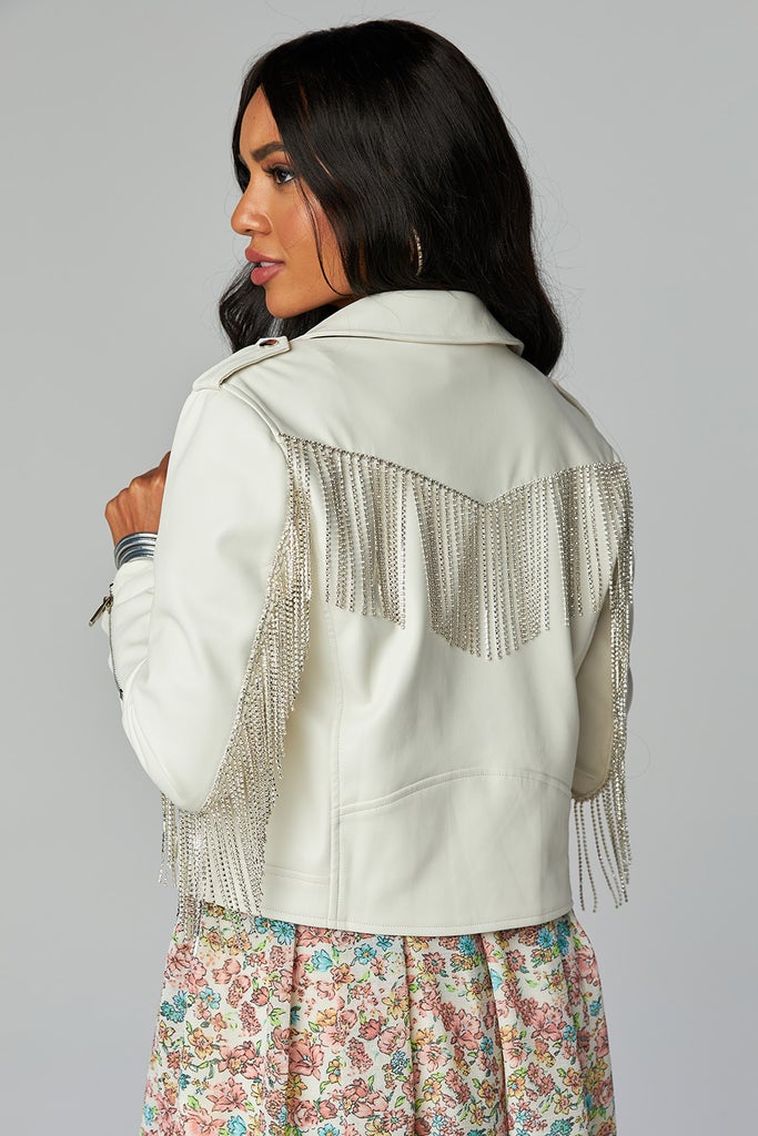 White Fringe Vegan Leather Rife Jacket – Lucy Rose White Fringe Vegan Leather Rife Jacket – Lucy Rose