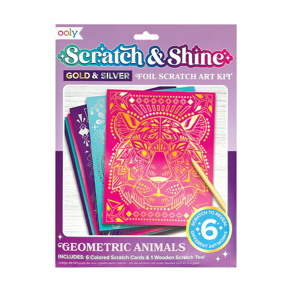 Scratch and Shine Foil Scratch Art Kit - Geometric Animals – Lucy Rose