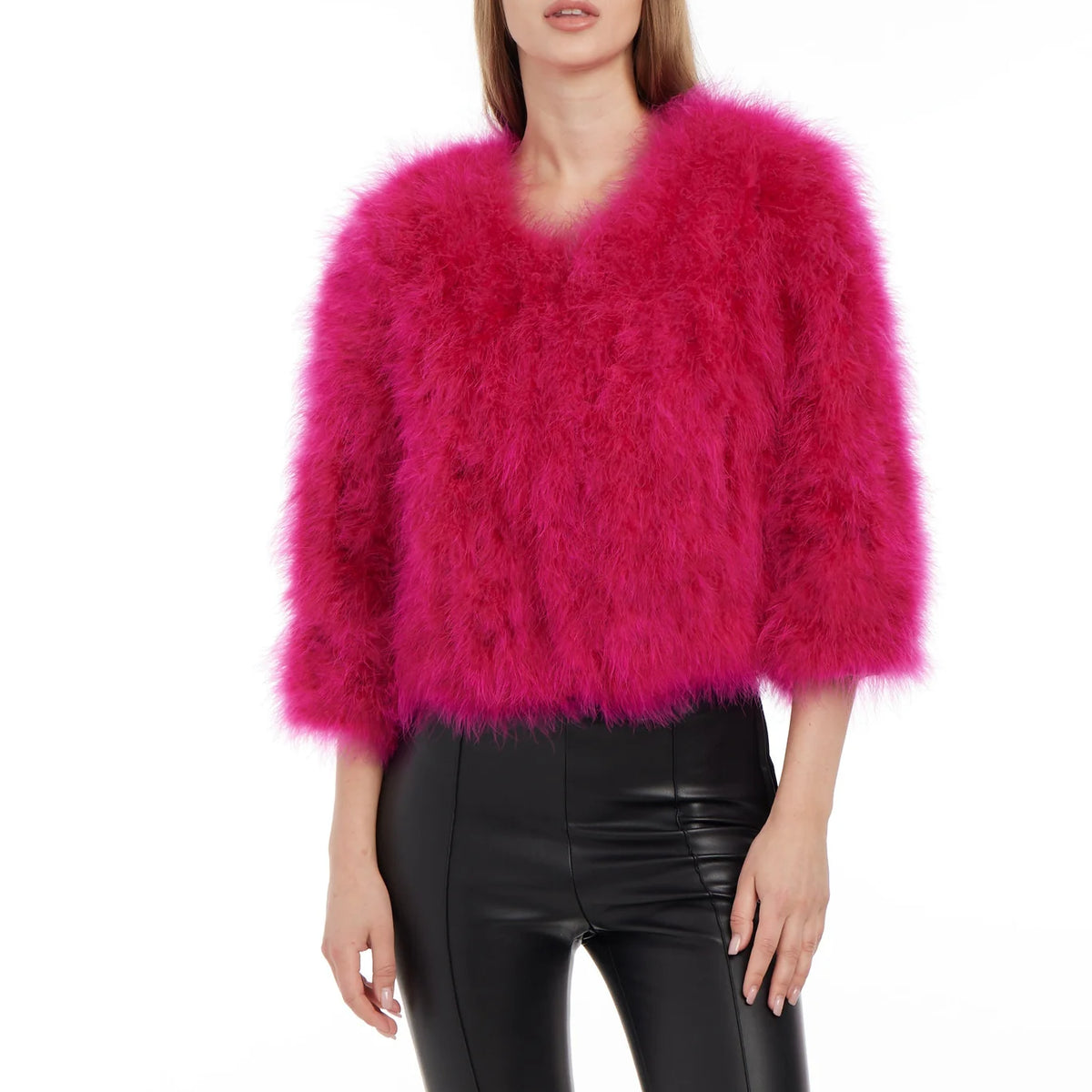 Hot Pink Bianca Feather Coat – Lucy Rose