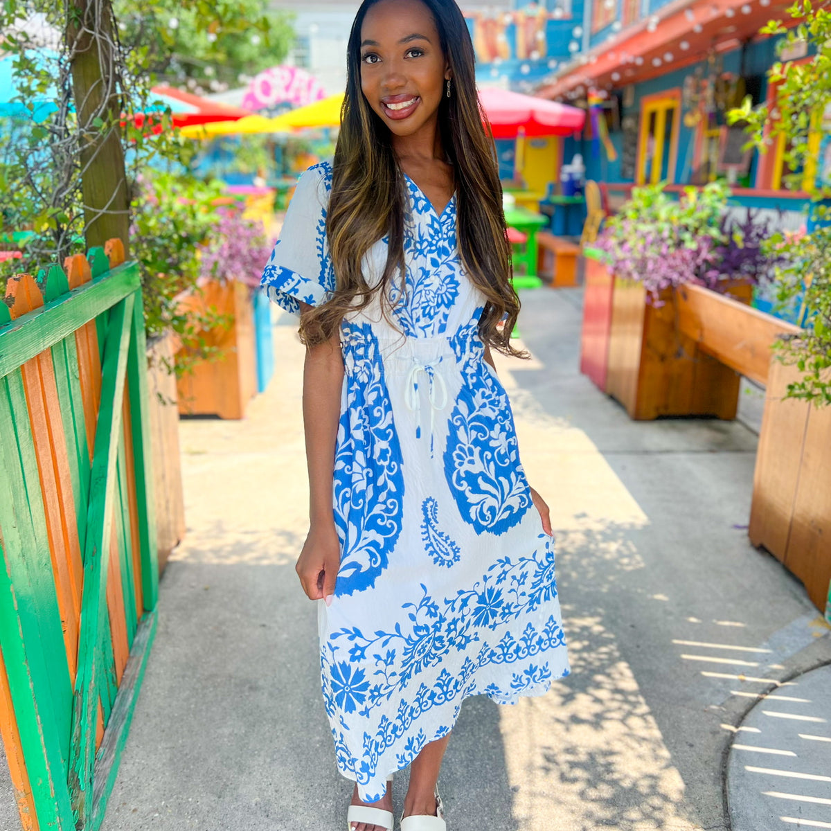 White/Blue Rowe Dress – Lucy Rose