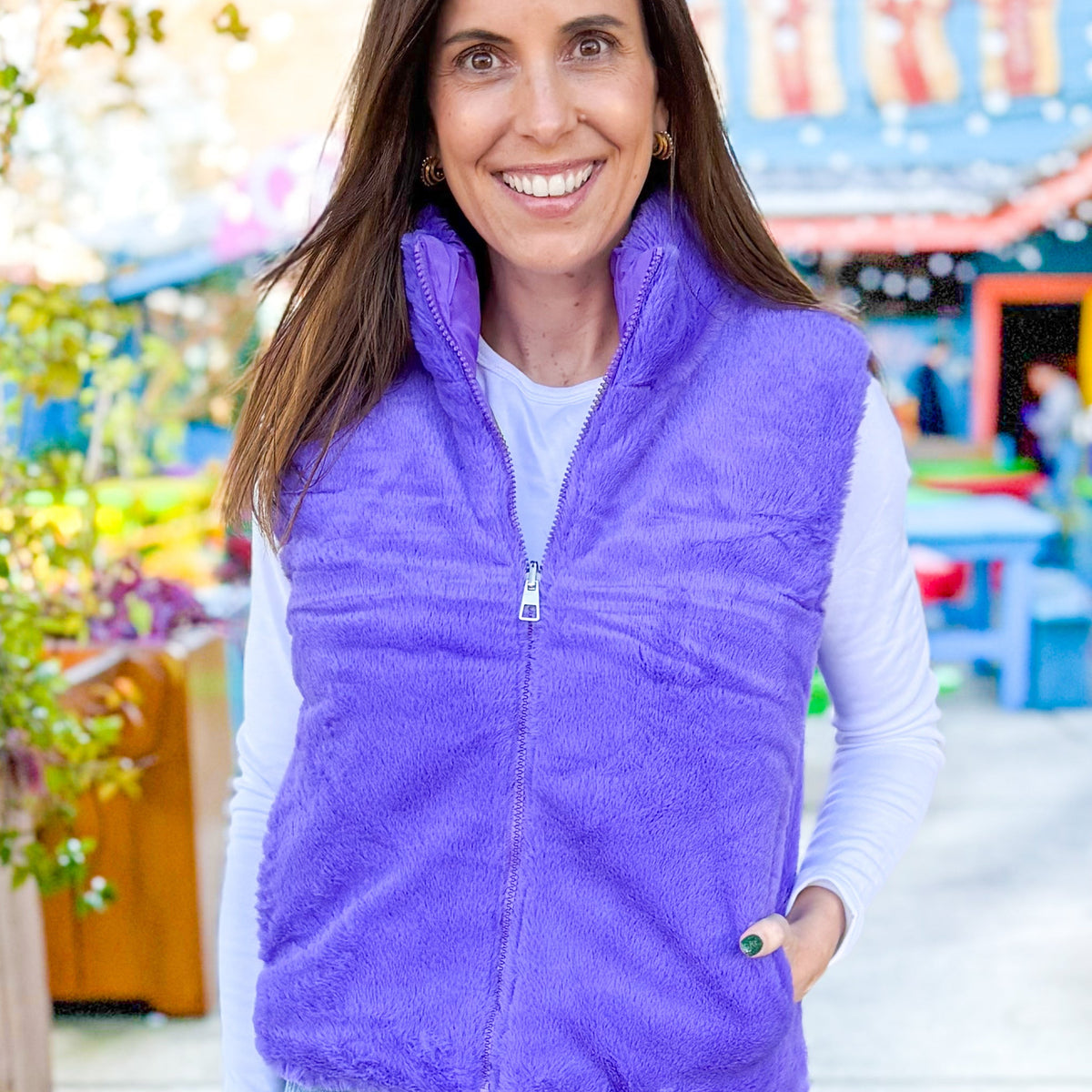 Purple Regina Puff Vest – Lucy Rose