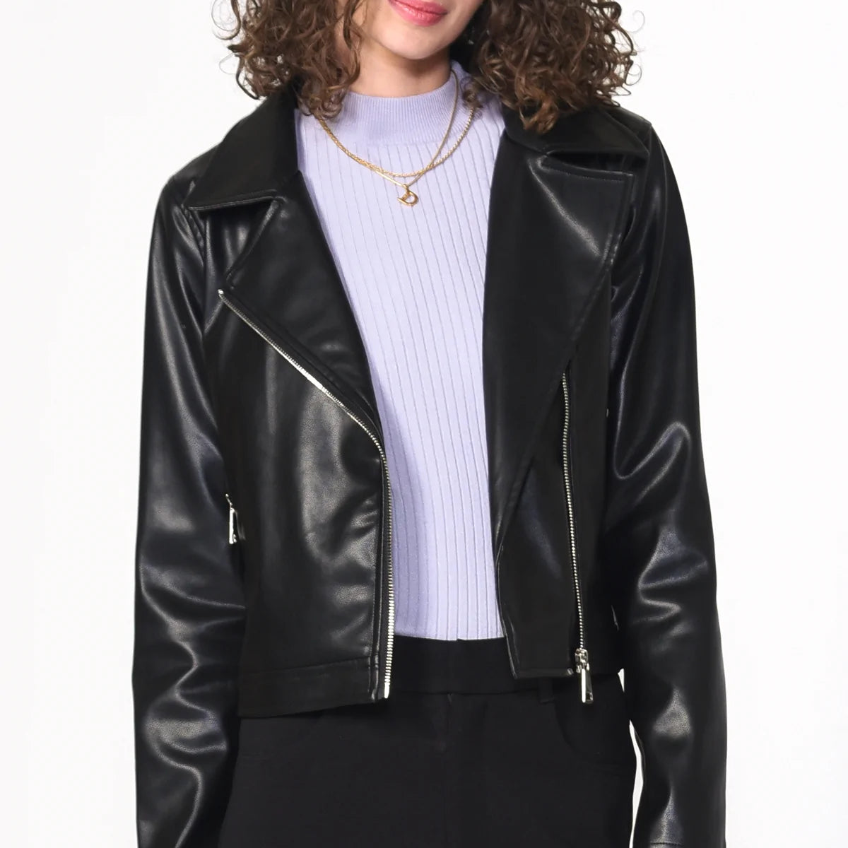 Black Vegan Leather Jen Moto Jacket – Lucy Rose
