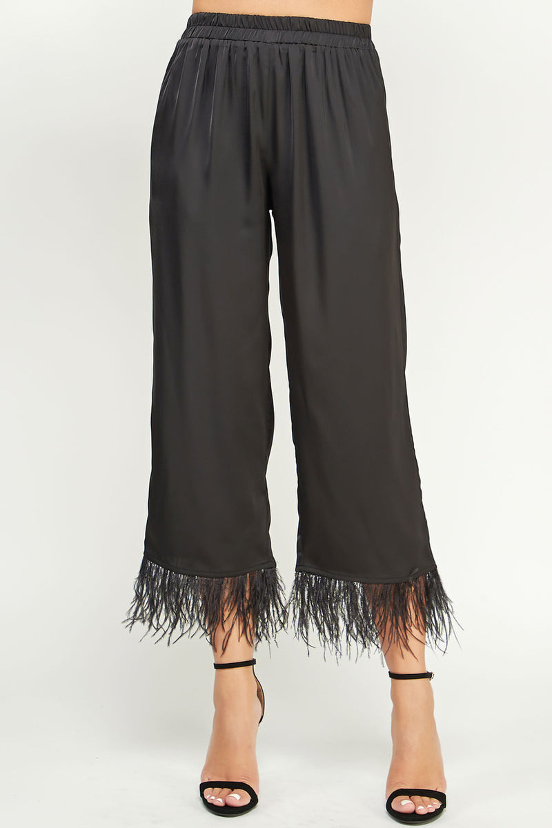 Black Feather Trim Pants – Lucy Rose